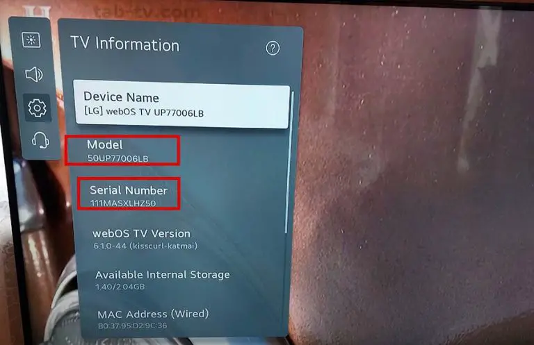 Como encontrar o modelo e os números de série no menu da LG TV | pt.tab ...